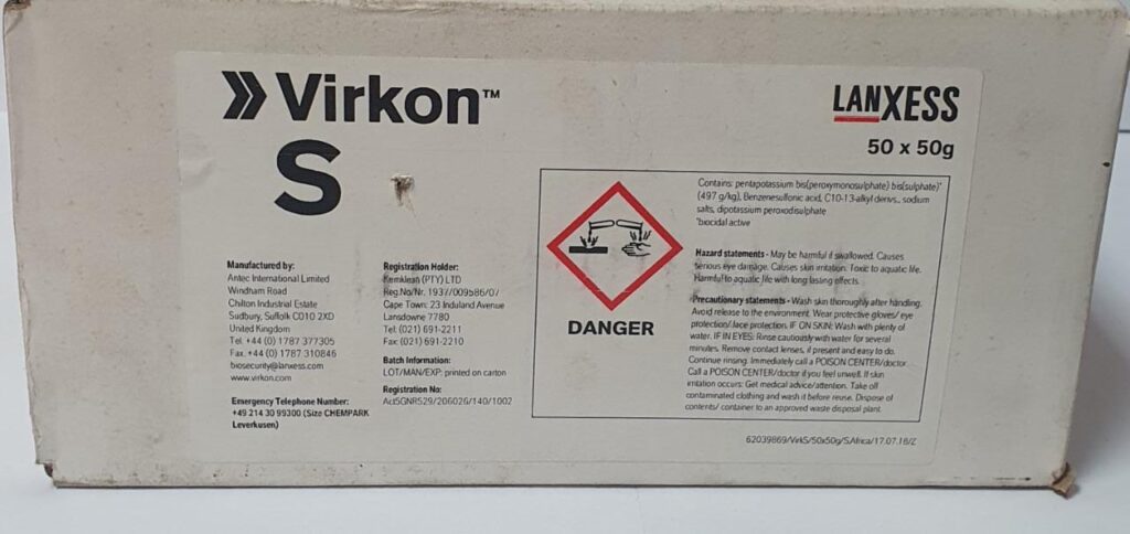 Virkon-S Sachet (50 x 50gr) – Chemkor Chemical Supplies CC